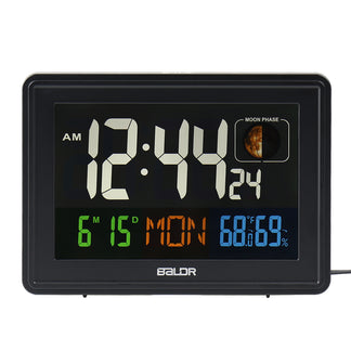 BALDR Atomic Alarm Clock - Large Color Display Digital Desk Clock with ...